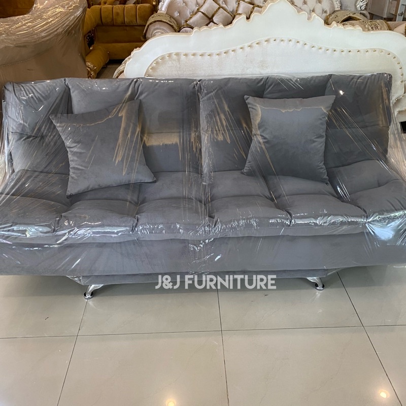 Jual Sofabed minimalis abu abu bludru sofa tempat tidur murah sofa bed ...