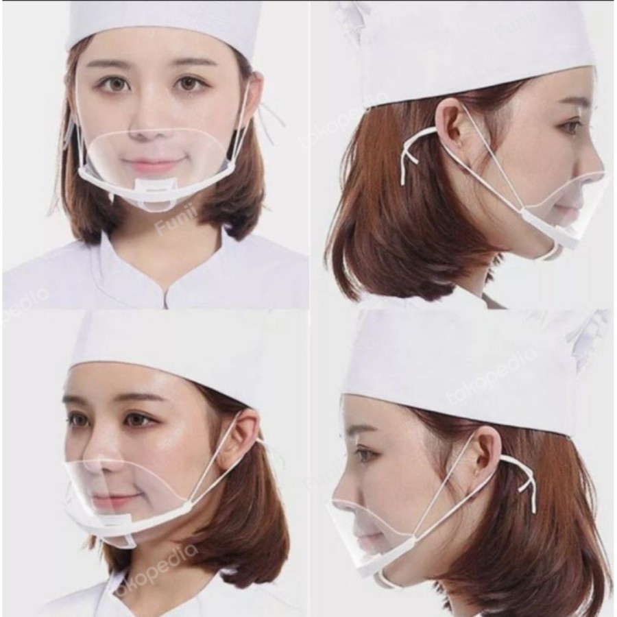 Jual Masker Mulut Plastik Transparent Segitiga Sanitary Koki Dapur Chef ...