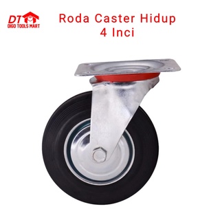 Jual Roda Caster 4 Inci 100mm Rubber Karet Hidup dan Mati Roda Lori ...