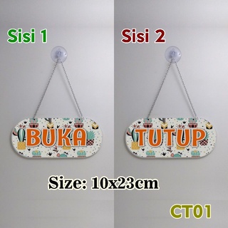 Jual Sign Label Gantung Buka Tutup Pintu Toko Motif Kaktus Oval Signage ...