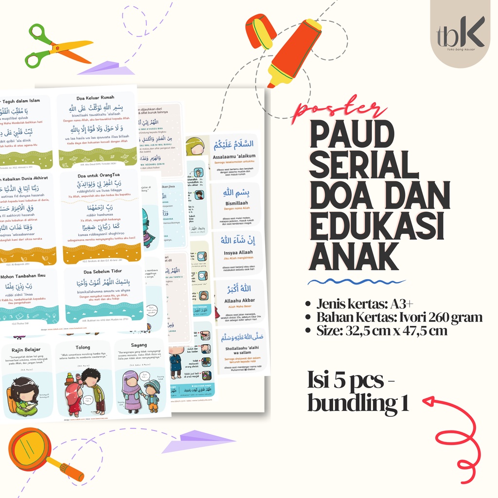 Jual Poster Paud Serial Doa Dan Edukasi Anak 5 pcs - Bundling 1 ...