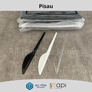 Jual Pisau Suapi Hitam / Pisau Makan Plastik / Knife @100 Pcs | Shopee ...