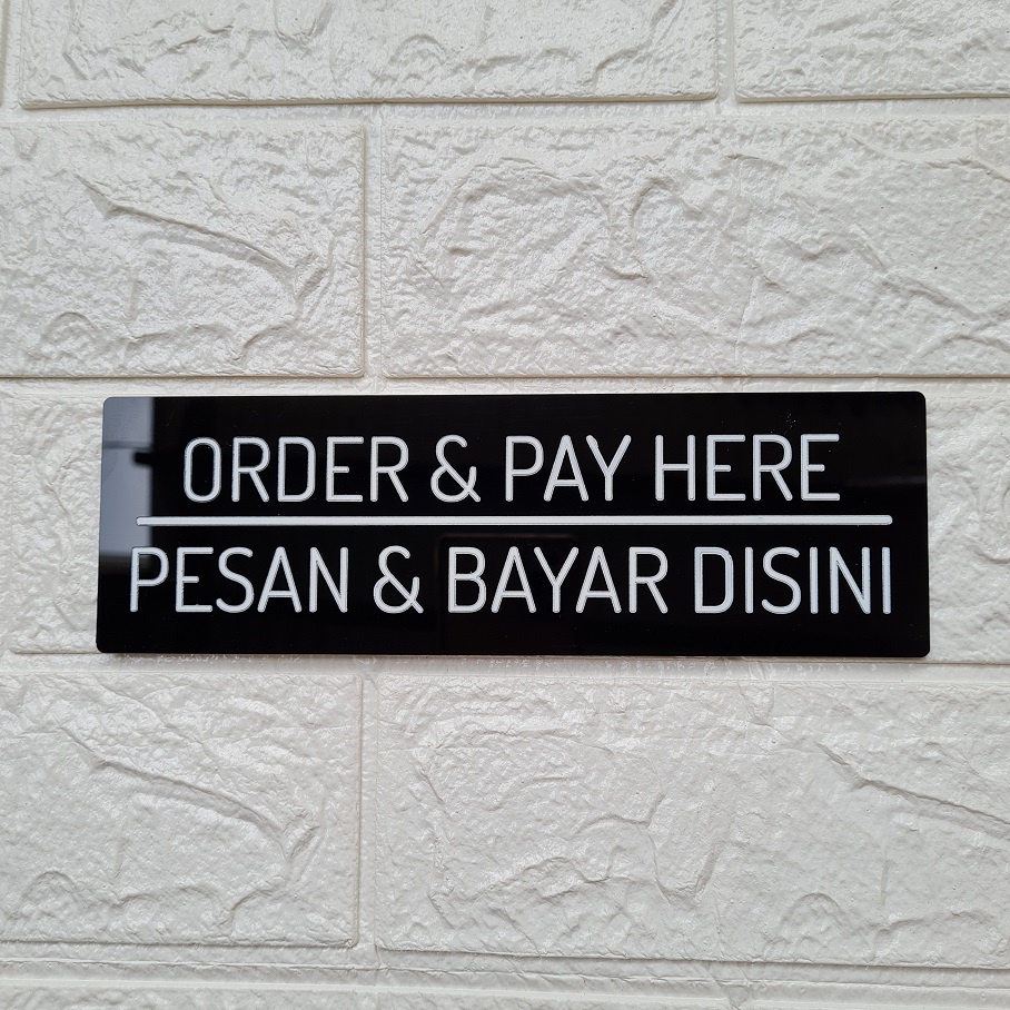 Jual Order Pay Here Pesan Bayar Disini Acrylic Sign Akrilik Signage ...