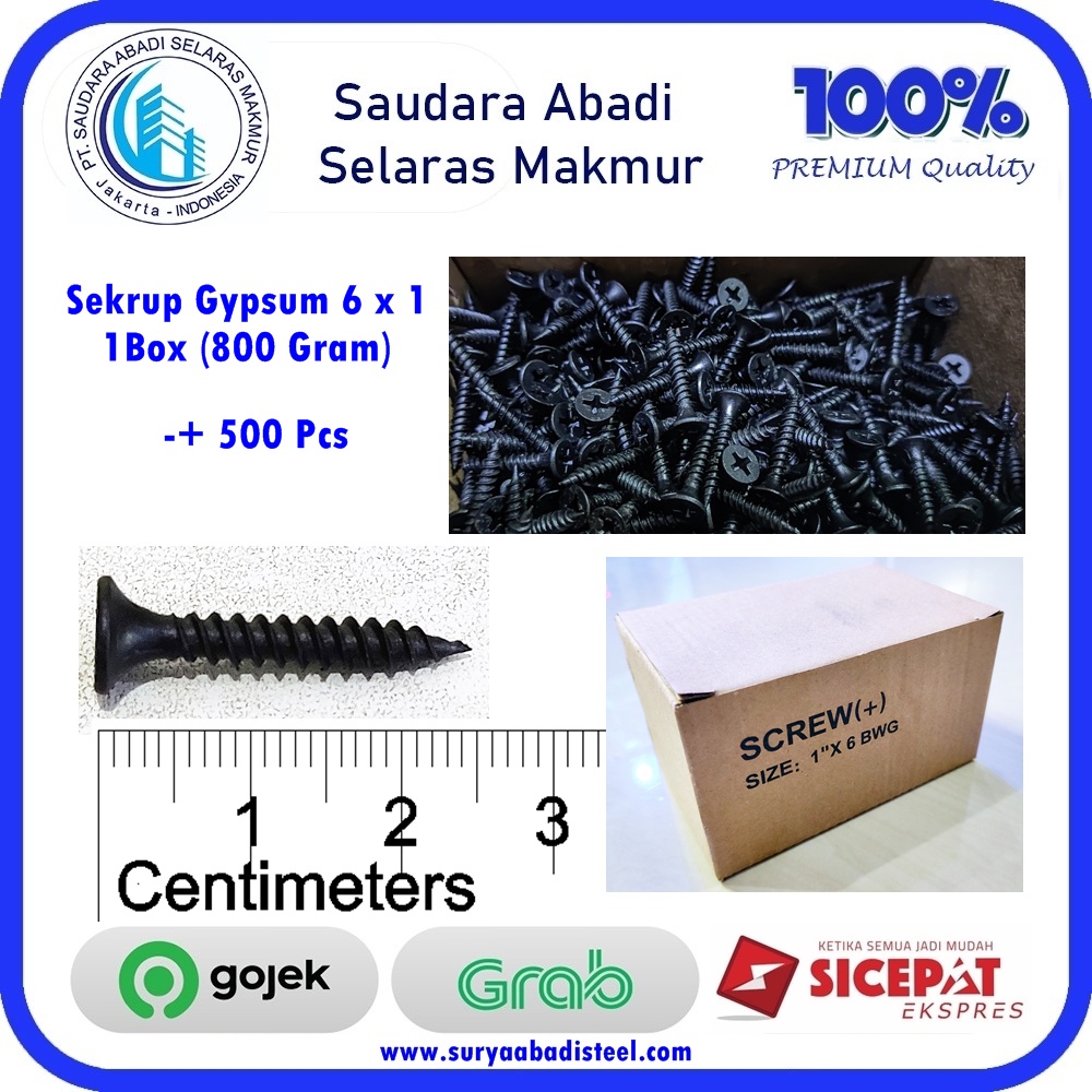 Jual Sekrup Gypsum / Skrup Gypsum 6 x 1 (Box) | Shopee Indonesia