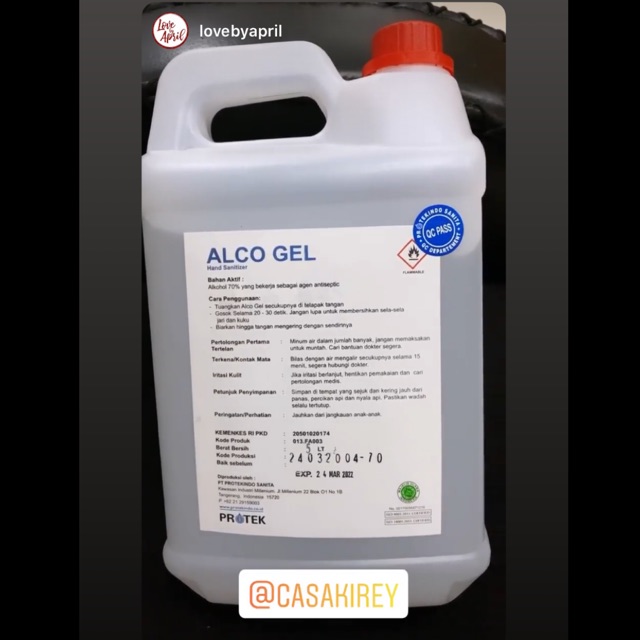 Jual ALCO GEL HAND SANITIZER - 5 Liter | Shopee Indonesia