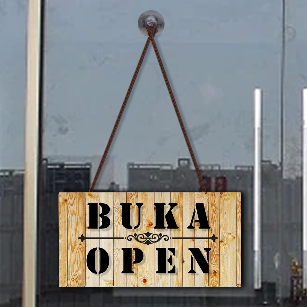 Jual Open Close Sign, tulisan buka tutup kayu mdf | Shopee Indonesia