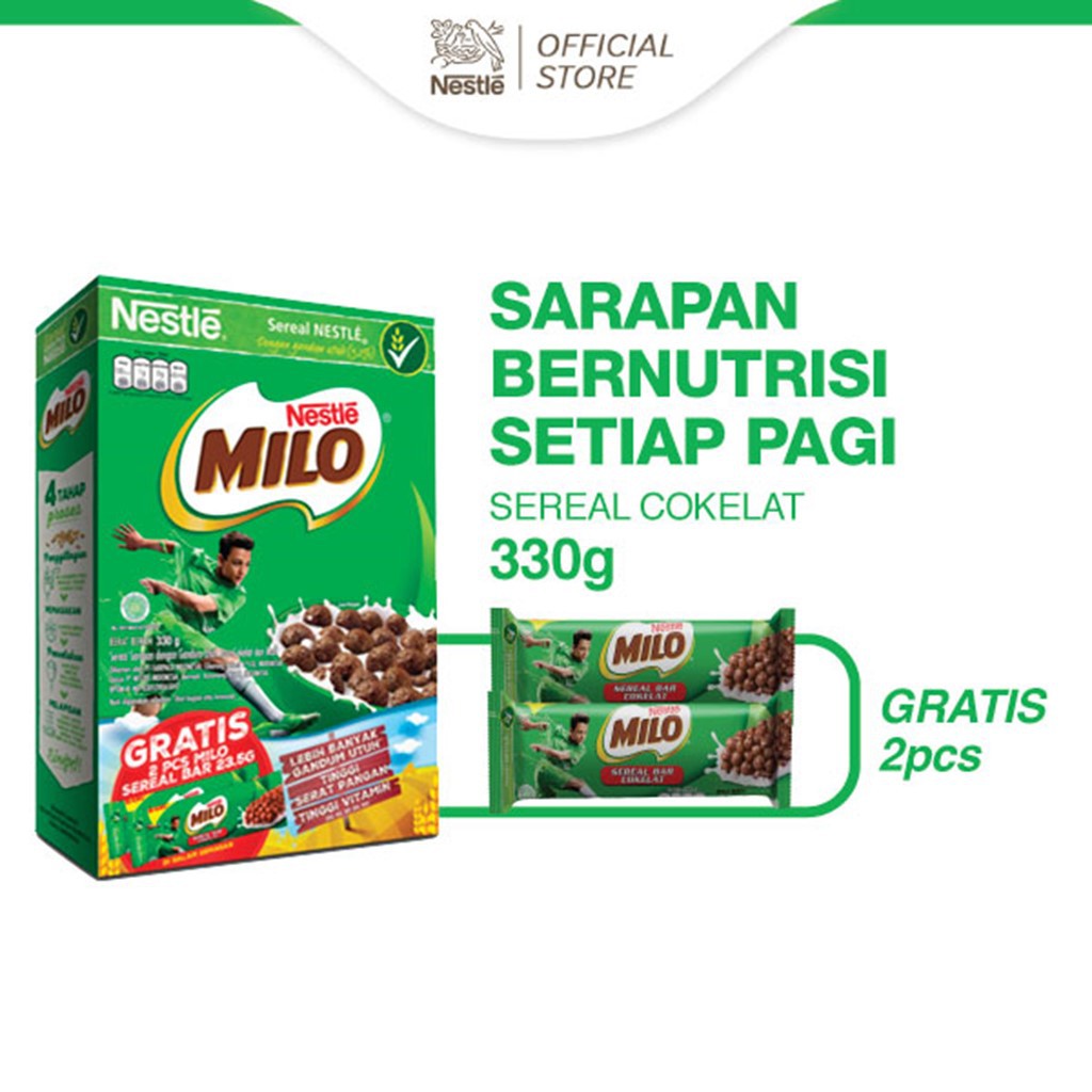 Jual Nestle MILO Cereal Sarapan Sereal Cokelat 330g Gratis MILO Cereal ...