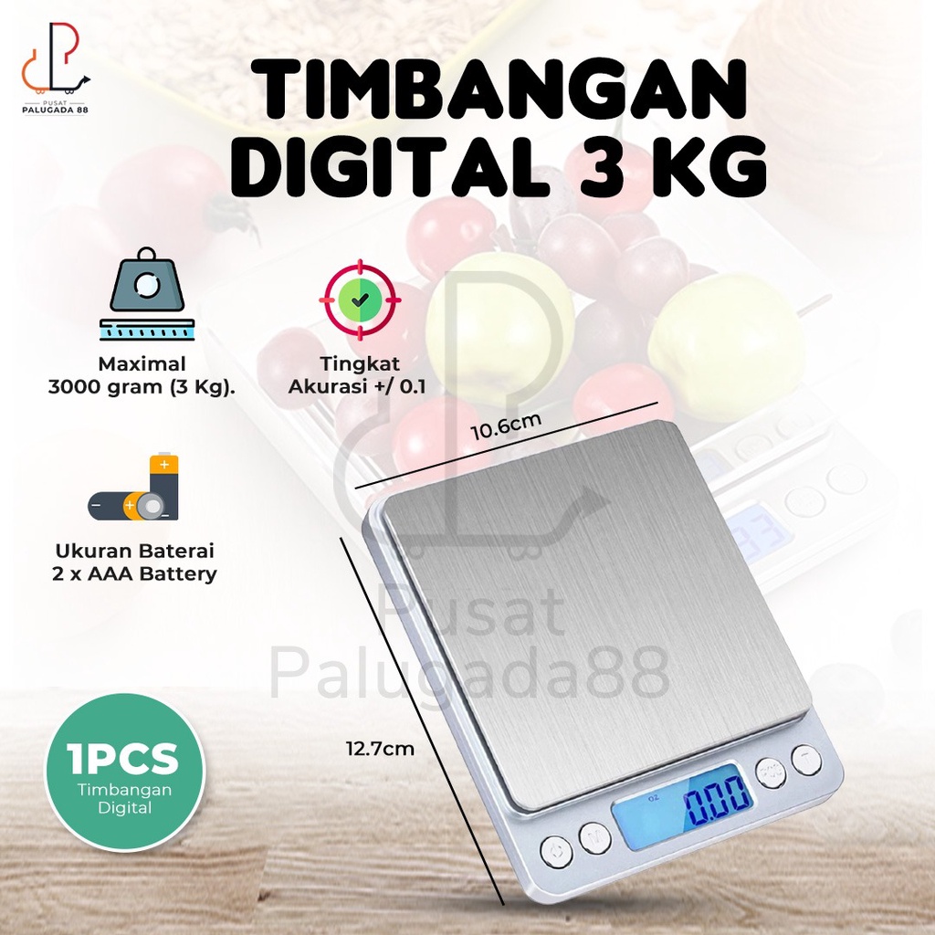 Jual Timbangan Digital 3kg Dapur Emas Mini Kopi Batu Logam Bubuk Akurat ...