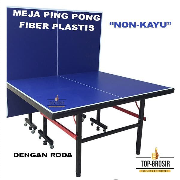 Meja Tenis Meja ping pong fiber plastis outdoor lipat dengan roda free ...