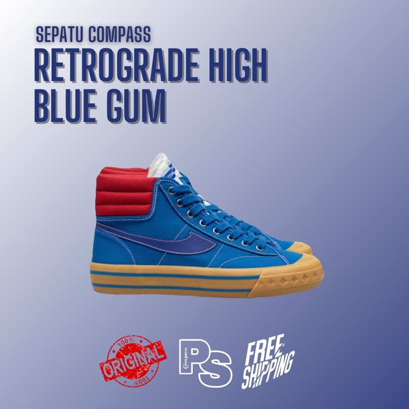Jual Sepatu Compass Retrograde High Blue/Gum | Shopee Indonesia
