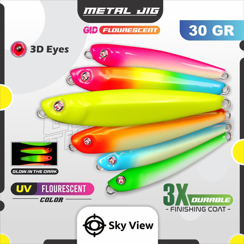 Jual Metal Jig 30 Gram Full GID Umpan Metal Jig UV Neon 30gr 30grm Micro Jig 30g 30gram 30 g 30 ...