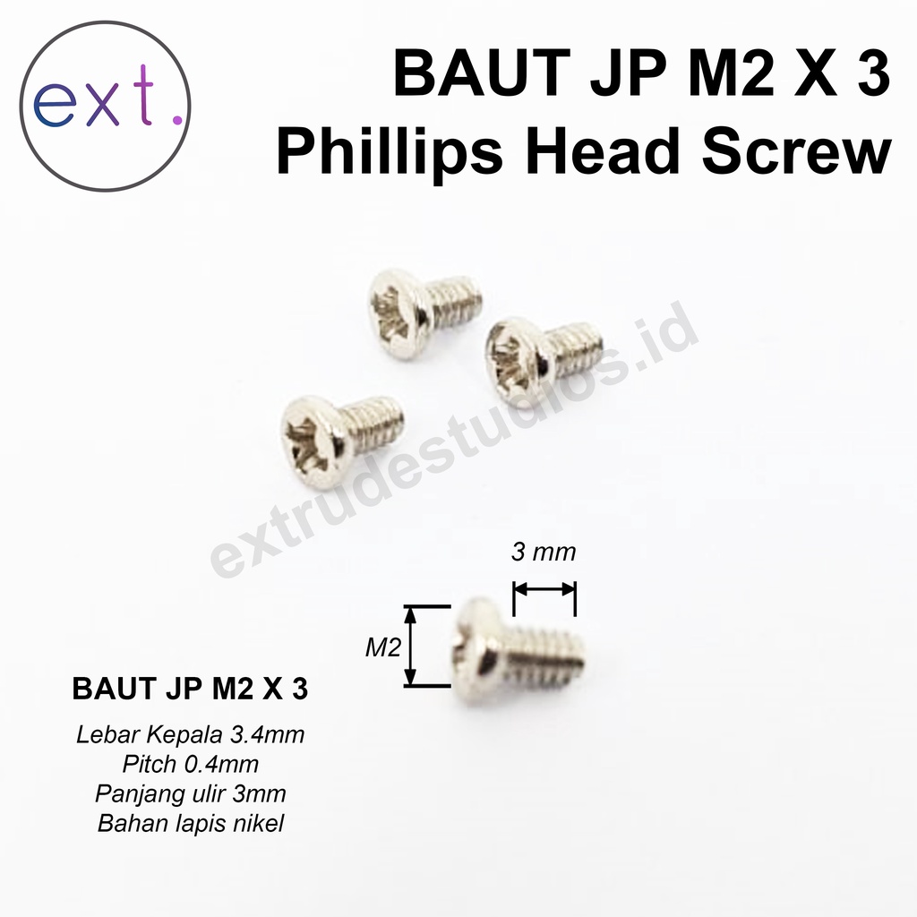 Jual Baut M2 X 3 JP Phillips Head Screw Sekrup 2mm x 3mm Indonesia ...