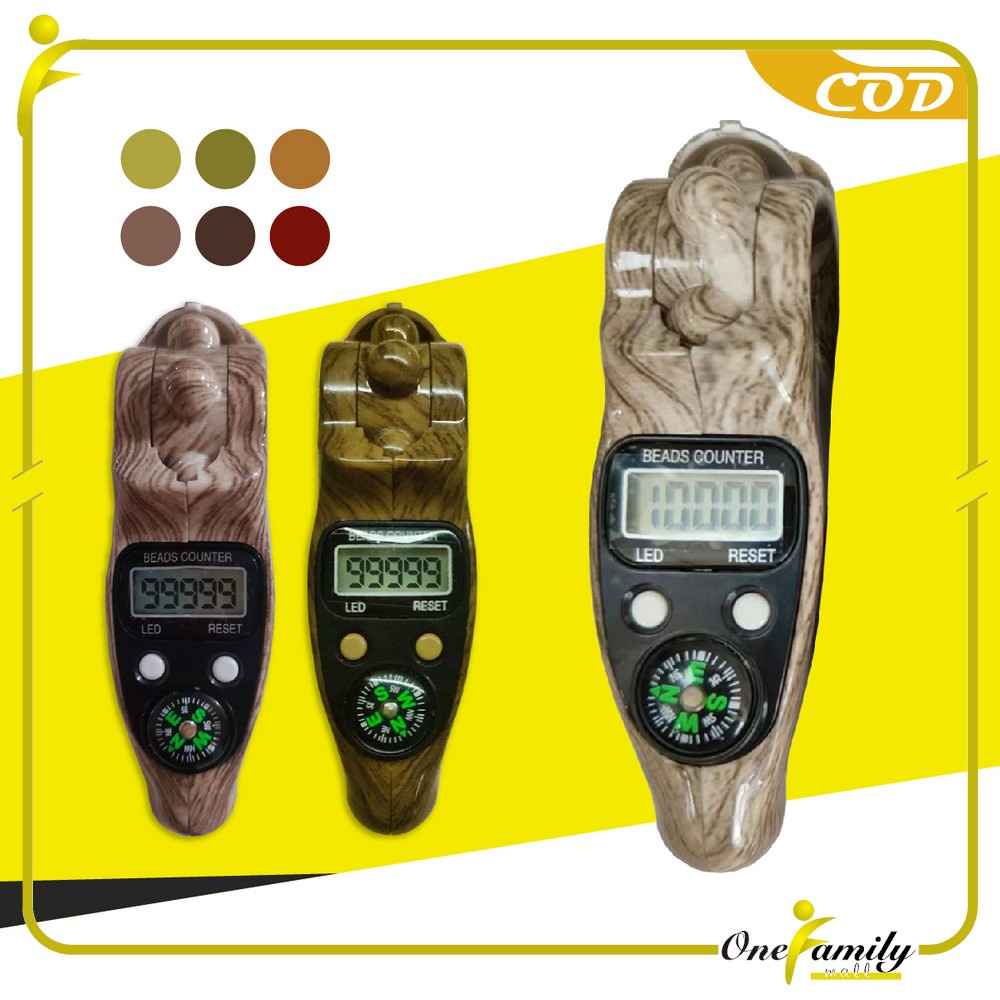 Jual ONE-C582 Tasbih Digital Motif Kayu Led + Kompas / Tasbih Kayu Alat ...