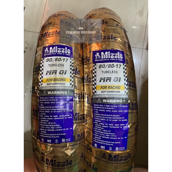 Jual Paket Ban Mizzle MR01 90-80-17 Tubeless Softcompound (2Pcs ...