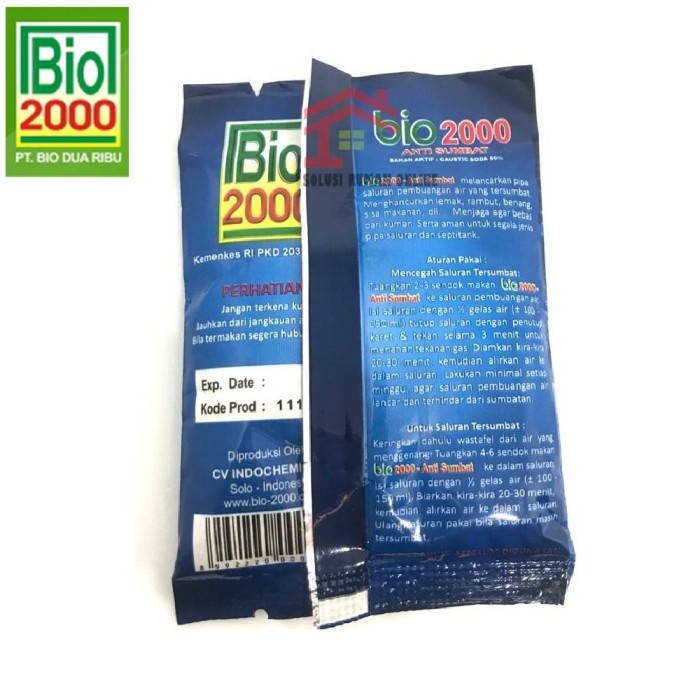 Jual BIO2000 BIO 2000 Obat Anti Sumbat biru 60g Pipa Wastafel Toilet ...