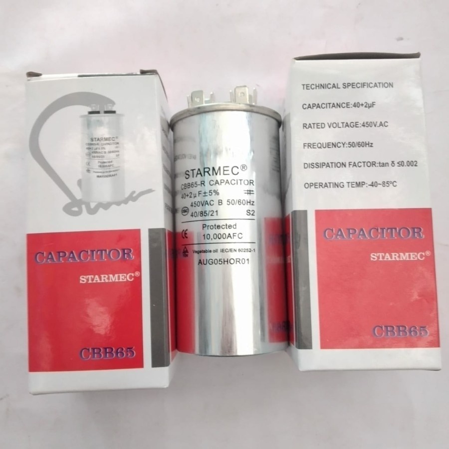 Jual KAPASITOR AC / CAPACITOR AC 3 KAKI 40/2 uF/ 40+2 MIKRO MERK STARMEC | Shopee Indonesia