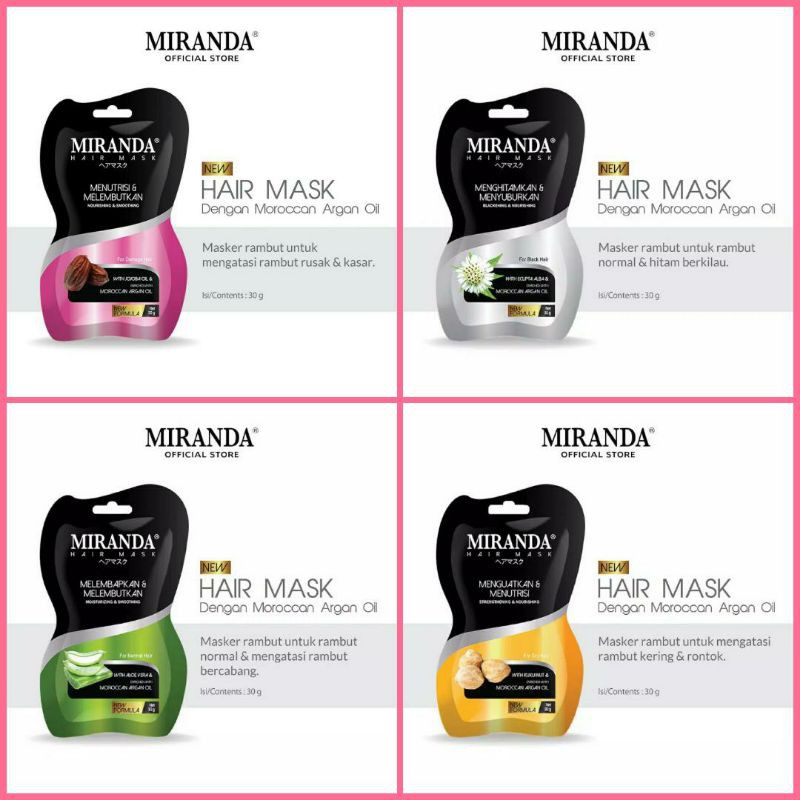 Jual Miranda Hair Mask (Masker Rambut) Sachet Jojoba Oil - Kukui Nut ...