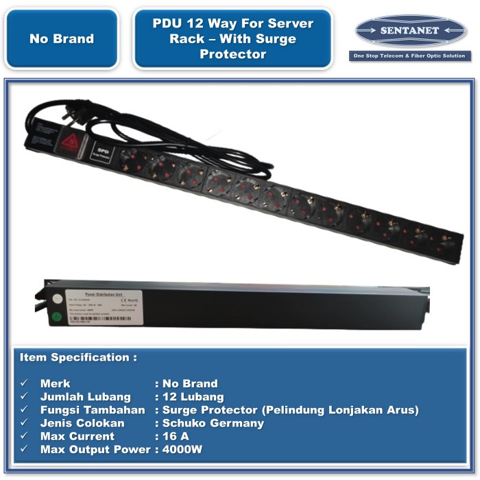 Jual PDU 12 lubang untuk rack server + Surge Protector | Shopee Indonesia