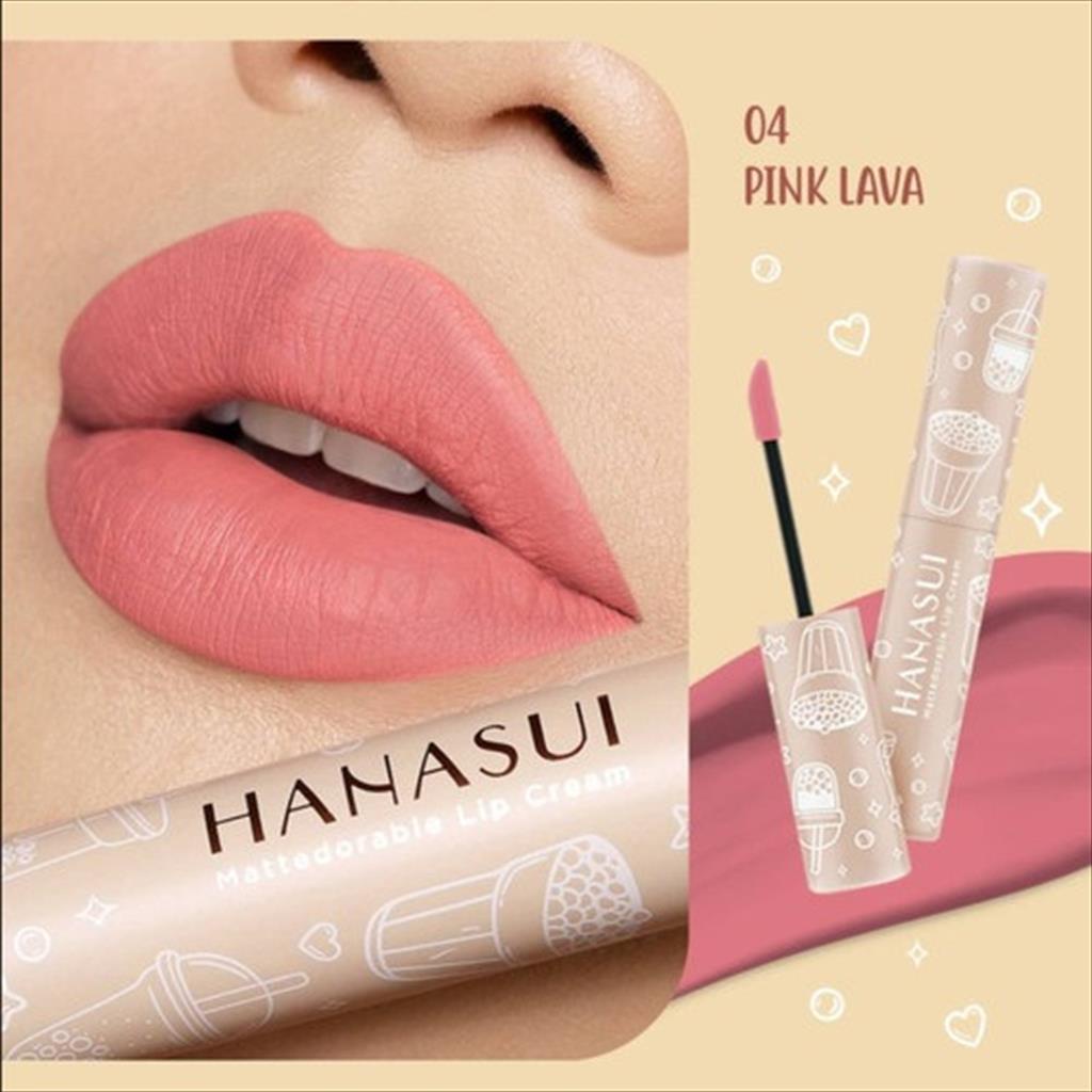 Jual Hanasui Mattedorable Lip Cream Boba Edition 04 Pink Lava | Shopee ...