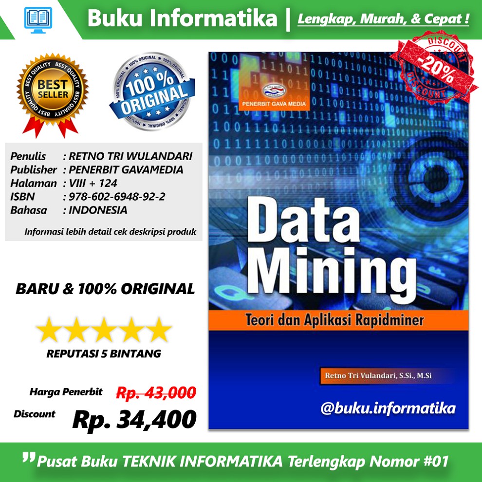 Jual BUKU DATA MINING TEORI DAN APLIKASI RAPIDMINER Indonesia|Shopee Indonesia
