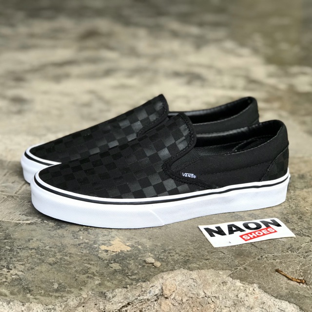 Jual Vans Slip-on Checkerboard Black Black white (Import) | Shopee ...