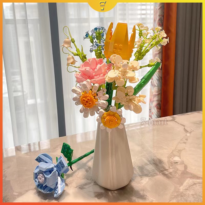 Jual DIY Mainan Brick Balok Buket Bunga Blok Susun Bangunan Flower ...