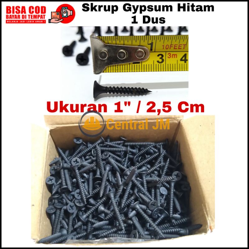 Jual Sekrup Gypsum 1 Dus Ukuran 1 Inch [ 2,5 CM ] Hitam Tajam Skrup High Quality - Paku Screw ...