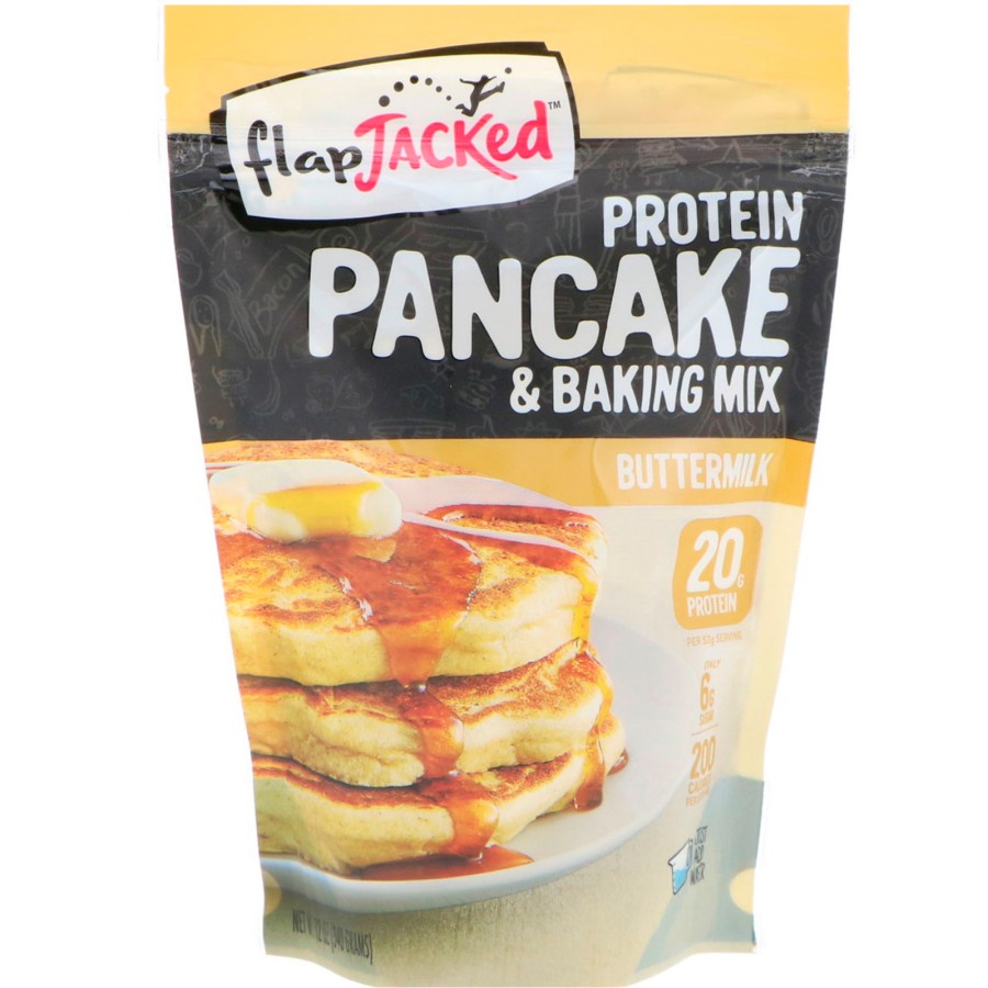 Jual FlapJacked, Protein Pancake and Baking Mix, Buttermilk, 12 oz (340 ...