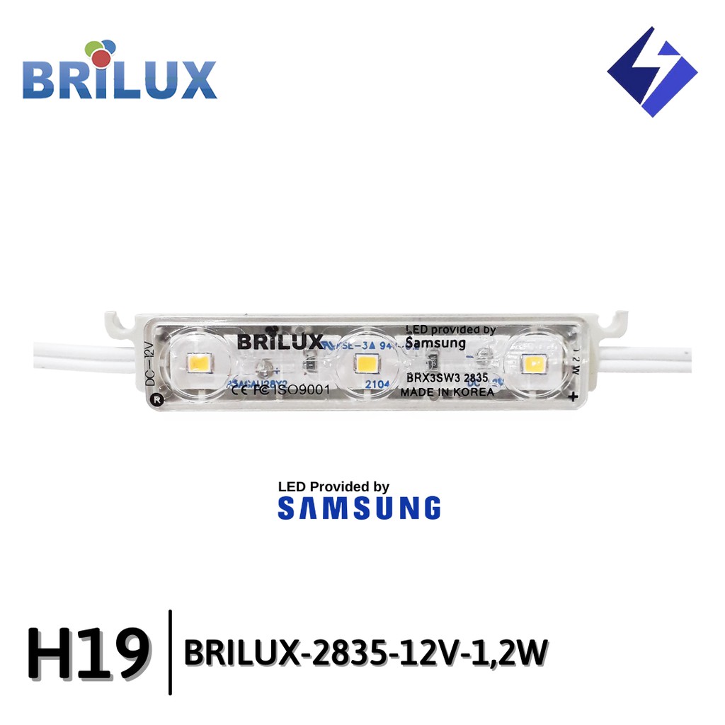 Jual BRILUX LED Modul SAMSUNG 3 Mata 2835 12V DC 1.2W 4500K Warm White ...