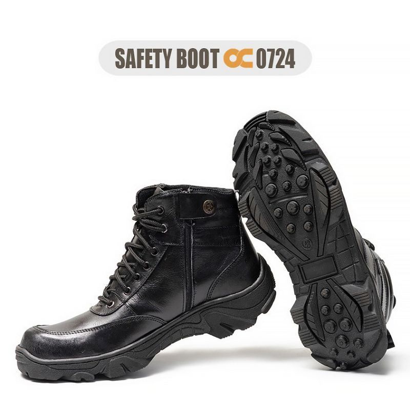 Jual SEPATU KULIT PRIA SAFETY BOOT HITAM UJUNG BESI SEPATU SATPOL PP ...