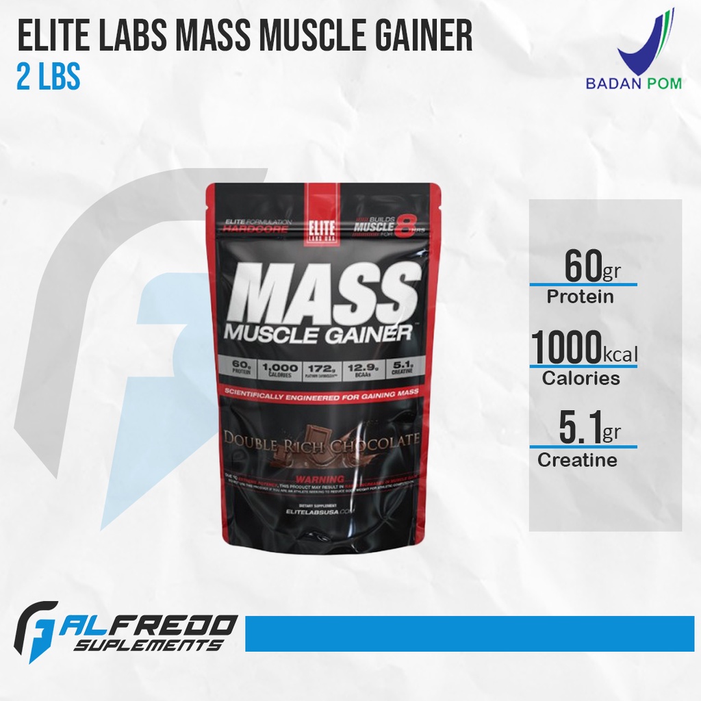 Jual Elite Labs Mass Muscle Gainer 2 Lbs BPOM Suplemen Penambah Berat ...