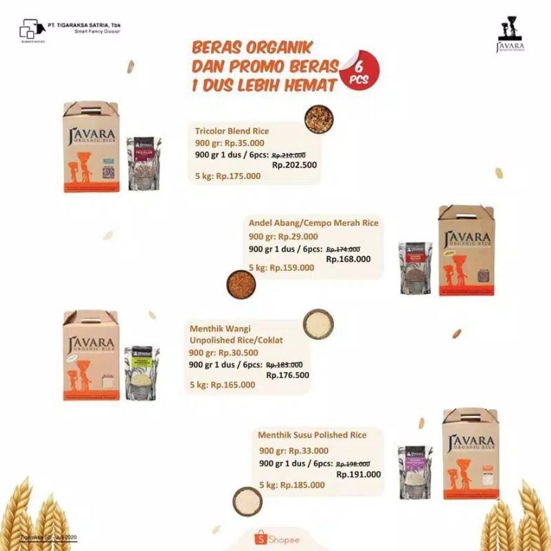 Jual JAVARA ORGANIC RICE 5KG | TRICOLOR | ANDEL ABANG | MENTHIK WANGI ...