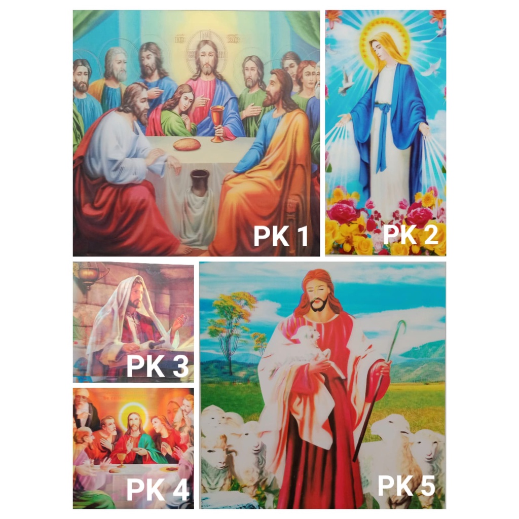 Jual Poster Gambar 3D / 3 Dimensi Perjamuan Kudus Yesus Bunda Maria ...