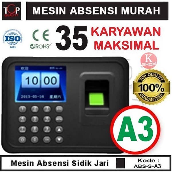 Jual MESIN ABSENSI / MESIN ABSEN / FINGERPRINT A3 MERK PREMIUM TERMURAH ...