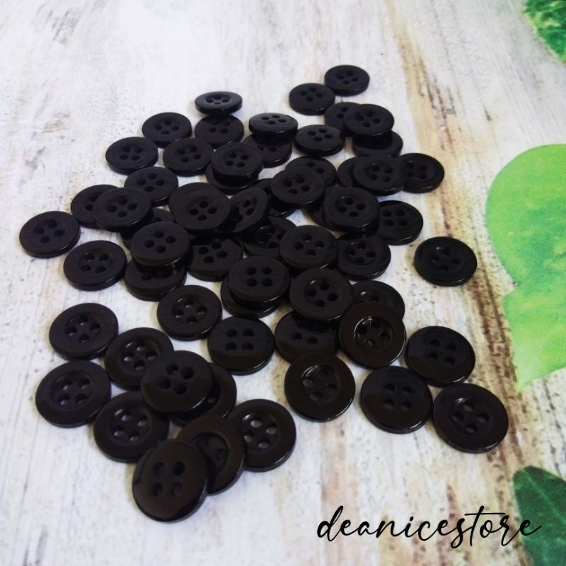 Jual Kancing Kemeja Lubang 4 | 11 mm | Hitam - Harga per Lusin | Shopee ...