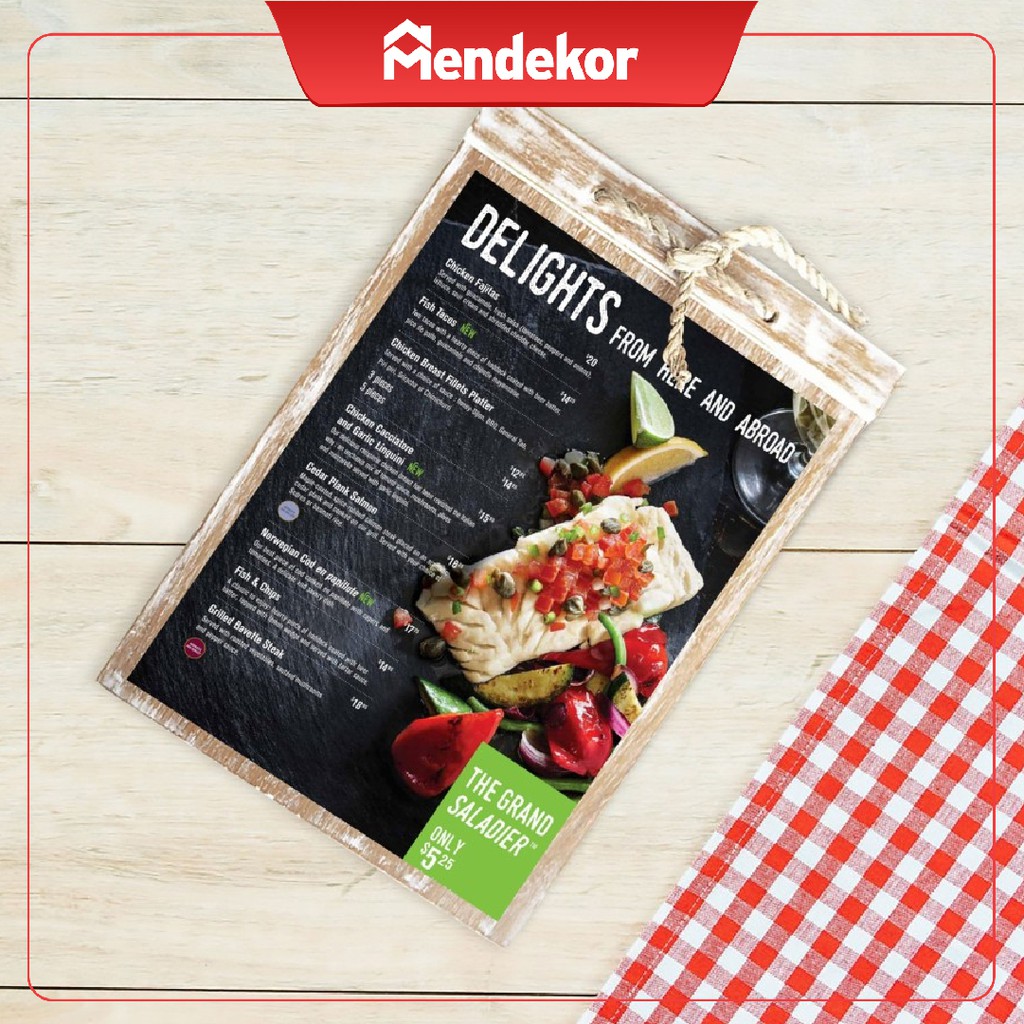 Jual Menu Board Kayu Papan Custom Logo Buku Restaurant Cafe Kertas A4 ...