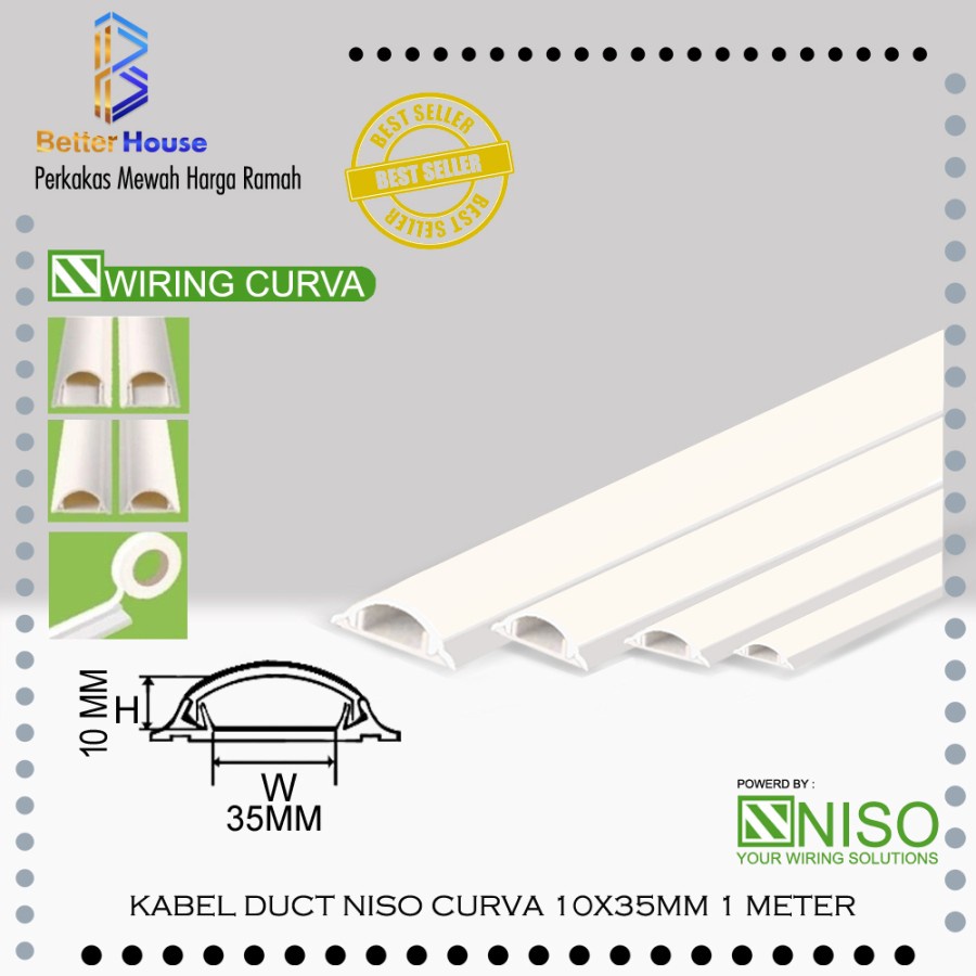 Jual Kabel Duct Penutup Kabel Listrik Niso Curva 10x35mm | Shopee Indonesia