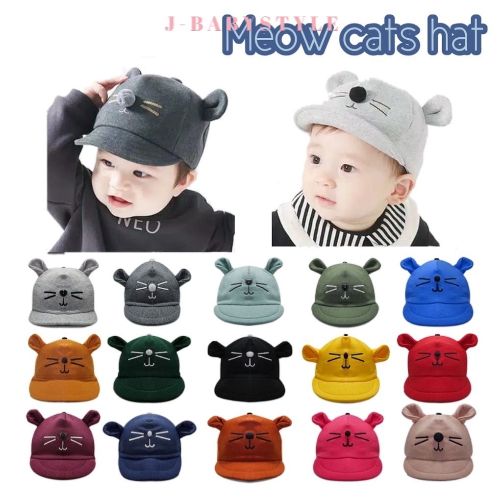 Jual TOPI MEOW CATS Topi Anak Lucu Model Apollo Usia 1 Sampai 3 Tahun ...