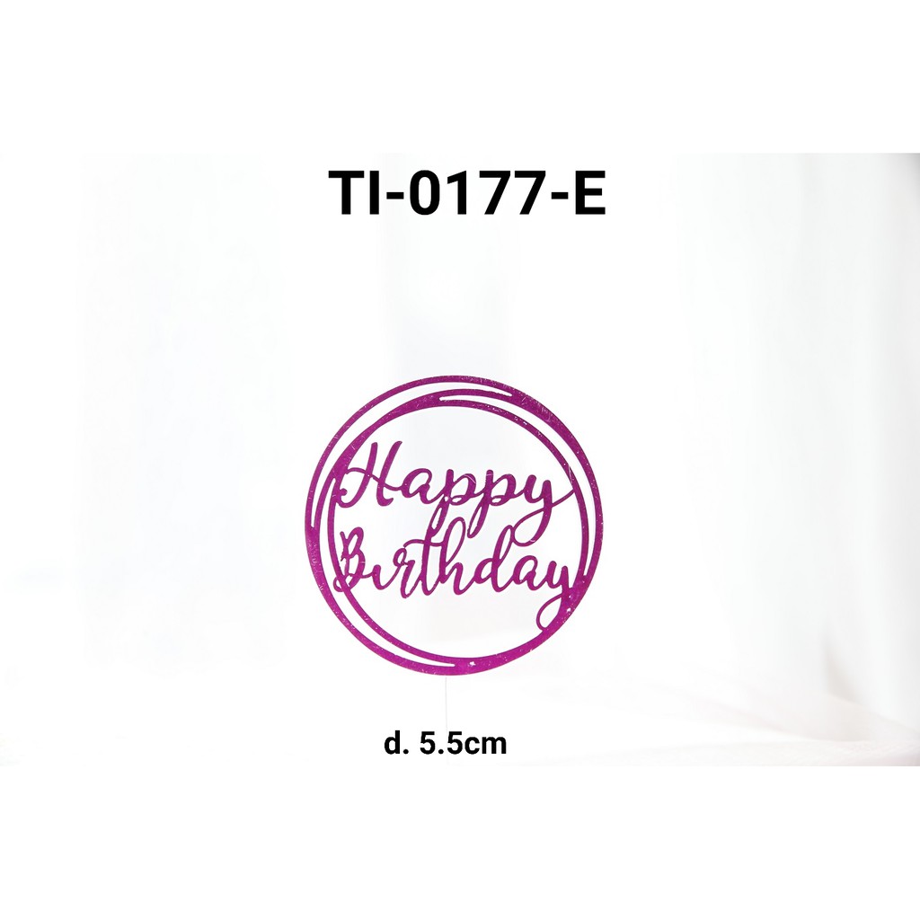 Jual TI-0177-E Topper tulisan plastik happy birthday bulat ungu ...