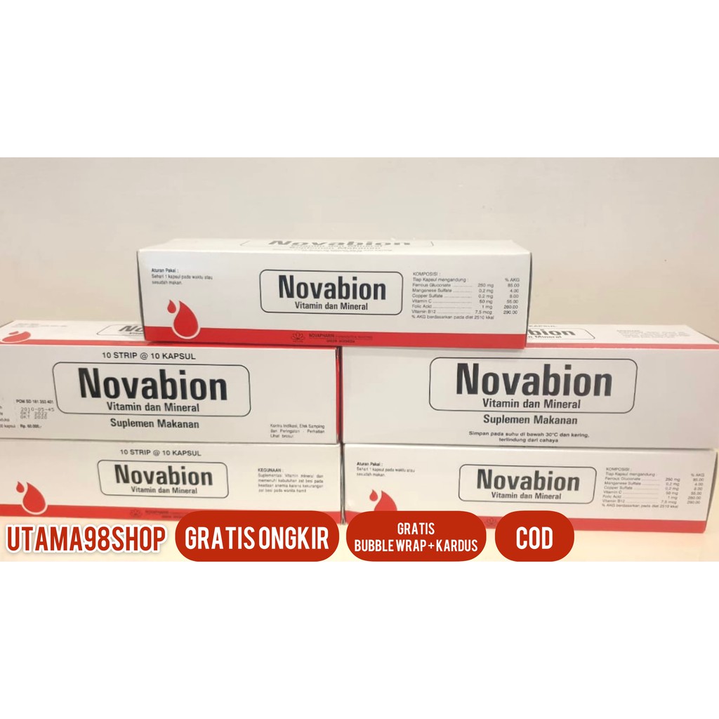 Jual NOVABION VITAMIN SUPLEMEN FE ISI 100 TABLET PENAMBAH DARAH ...