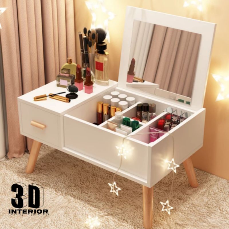 Jual Meja Rias Mini Modern Dengan 1 Laci Dan Pintu Kaca Cermin | Shopee ...