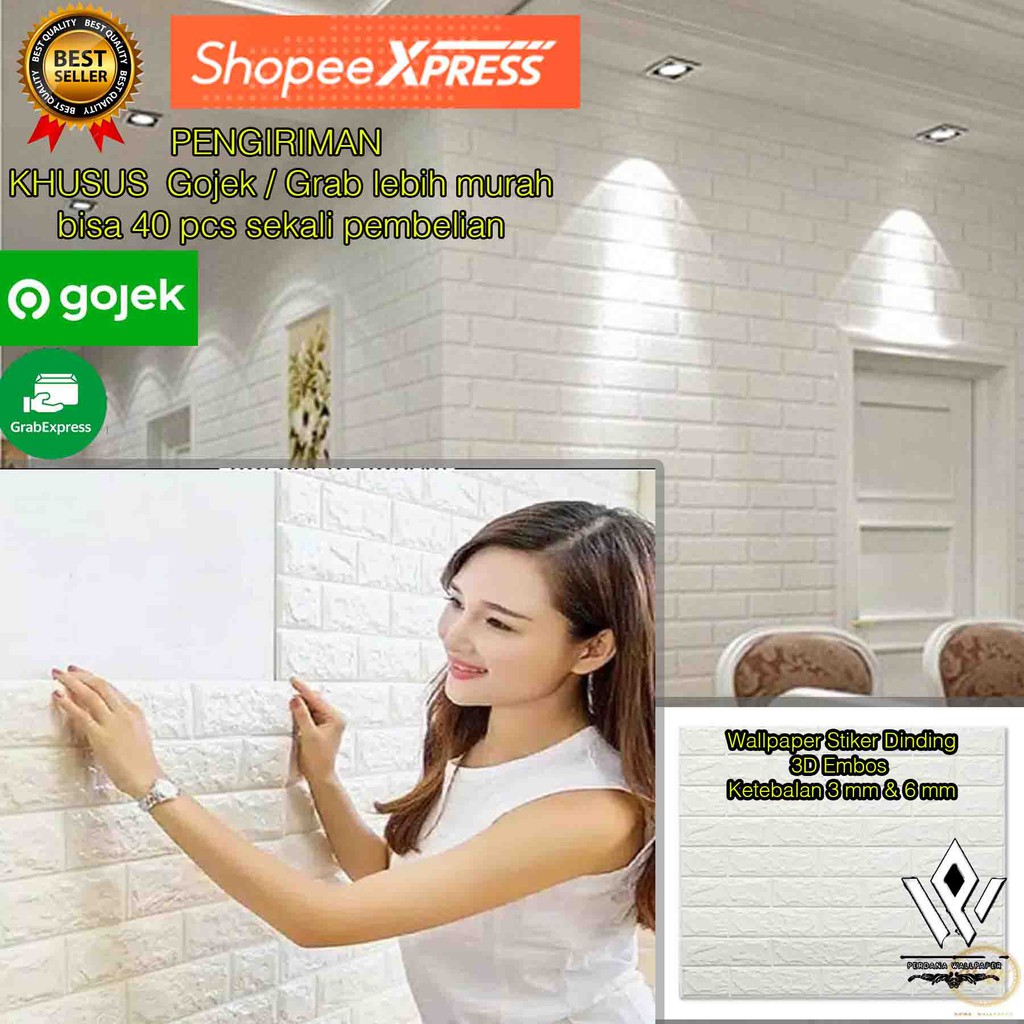 Jual Perdana Wallpapaer - Wallpaper Dinding Foam Bata Putih ...