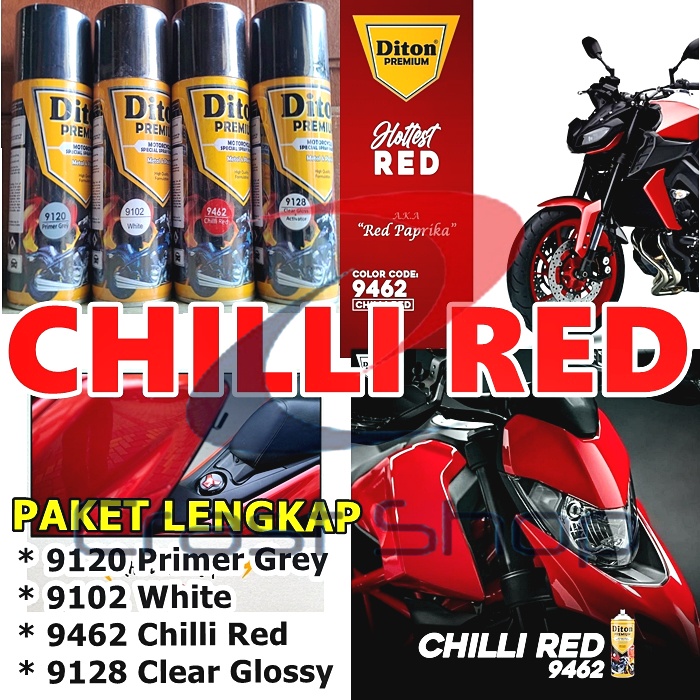 Jual Paket Lengkap Cat Pilox Diton Premium 9462 Chilli Red warna Merah ...