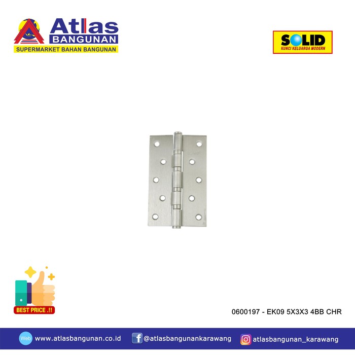 Jual Engsel Solid EK 09 5x3x3 4BB Chrome - Engsel Pintu Solid | Shopee ...