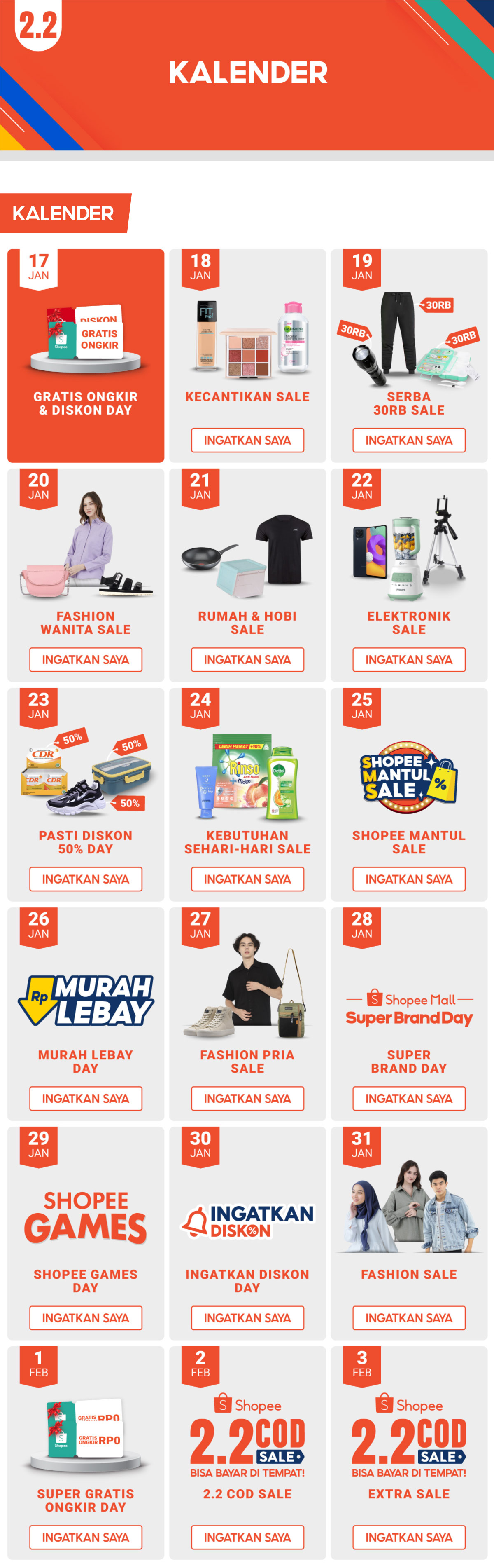 Shopee 2.2 COD Sale | Gratis Ongkir Setiap Hari, Serba 30RB, & Gosok ...