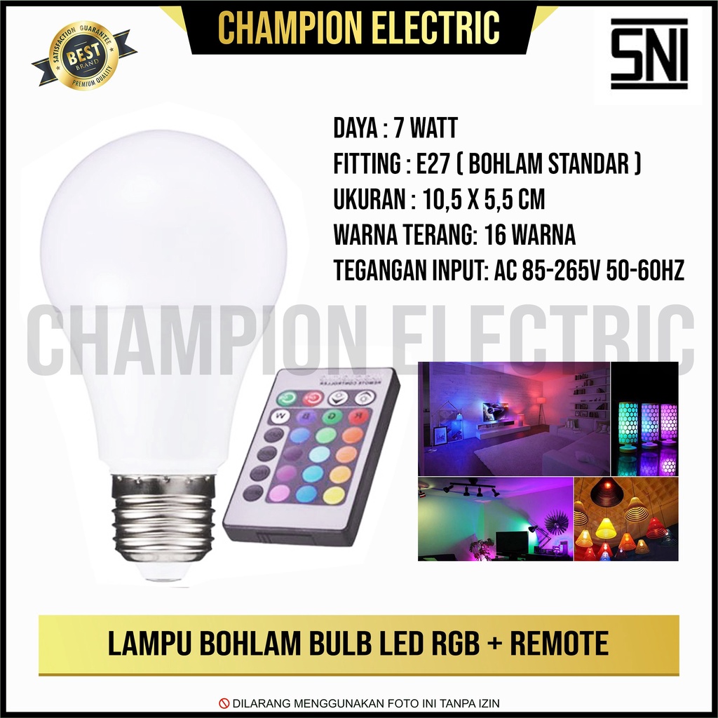 Jual Lampu LED Bulb Bohlam RGB Warna Warni E27 + Remote Control ...