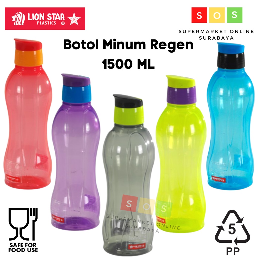Jual Botol Minum Sekolah Kantor Bahan Plastik Tebal Lion Star Regen Bottle 1500 ML | Shopee ...