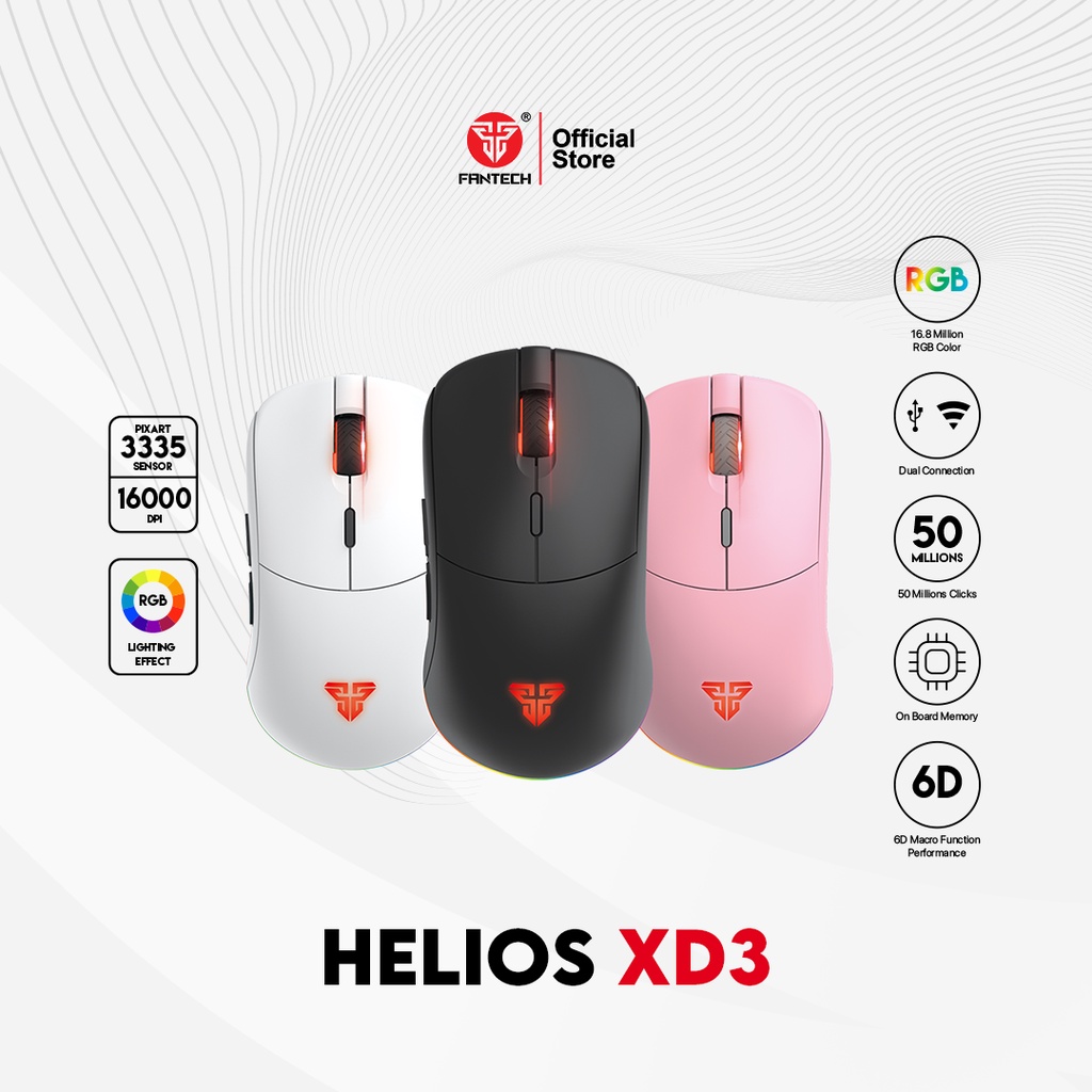 Jual Fantech HELIOS XD3 Wireless Mouse Gaming RGB Dual Mode | Shopee ...