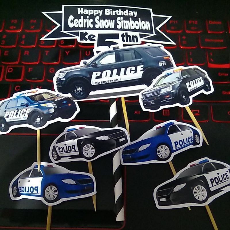 Jual cake topper hiasan kue police car mobil polisi | Shopee Indonesia