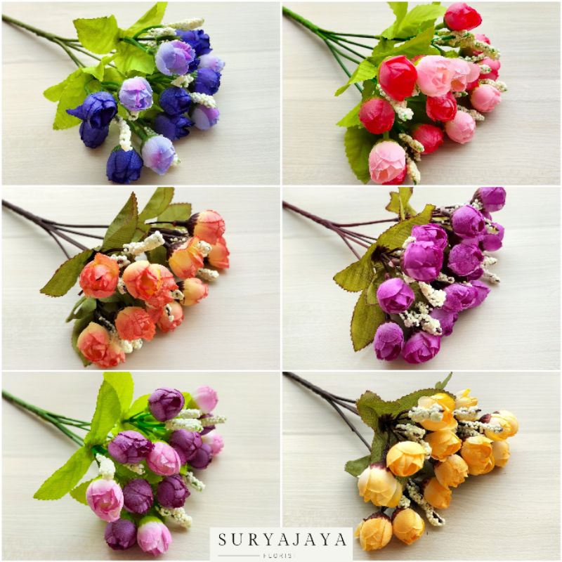 Jual BUNGA MAWAR KUNTUM MINI x5 (15 kuntum bunga) Rose Artificial ...